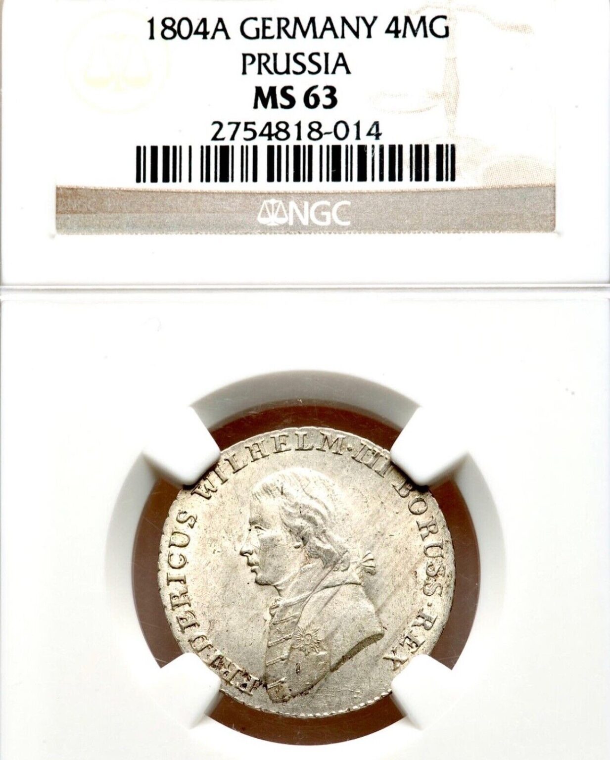 German States; PRUSSIA 1804-A 4 Groschen - Notable Numismatics