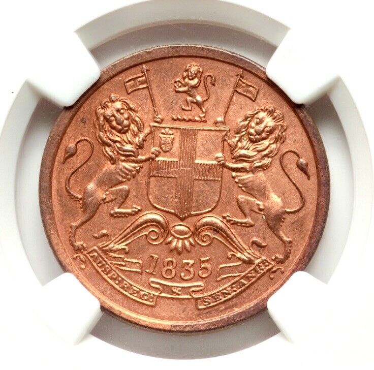 British East India Company 1835 (M) Half Anna Proof Restrike - Notable ...
