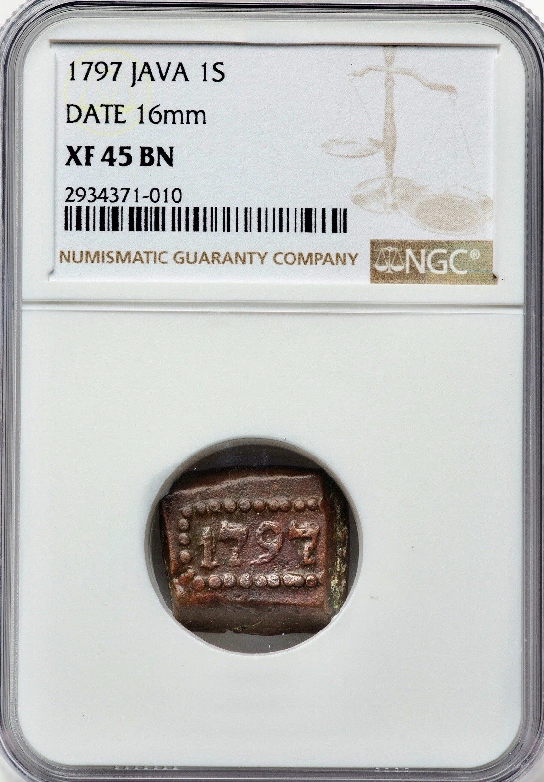 1797 Netherlands East Indies 1 Stuiver Java Bonk Emergency Coin ...